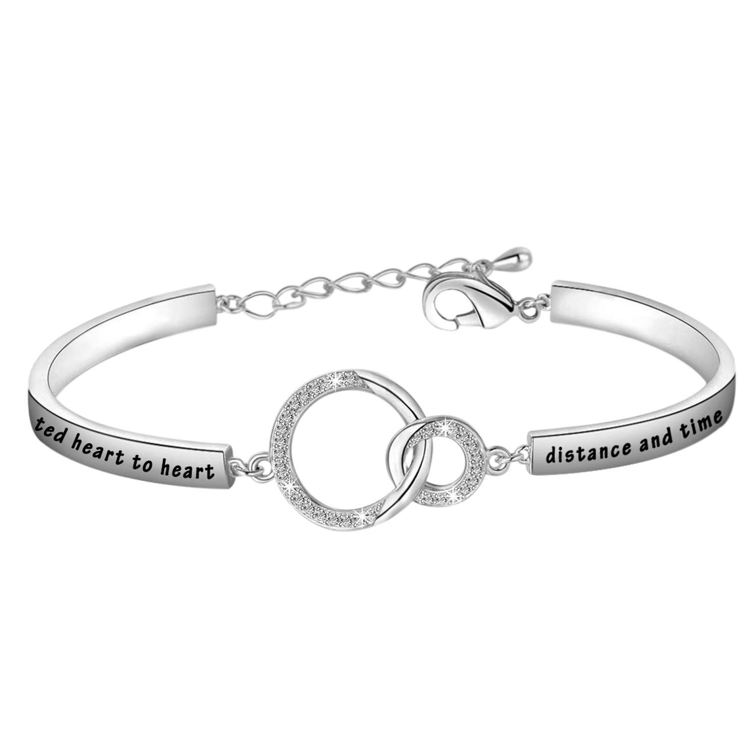 BEKECH Cousins Gift Cousins Bracelet Cousin Are Connected Heart to Heart Distance And Time Canât Break Them Apart Bracelet Cousin Theme Jewelry Gift for Cousin BFF Gift (silver)