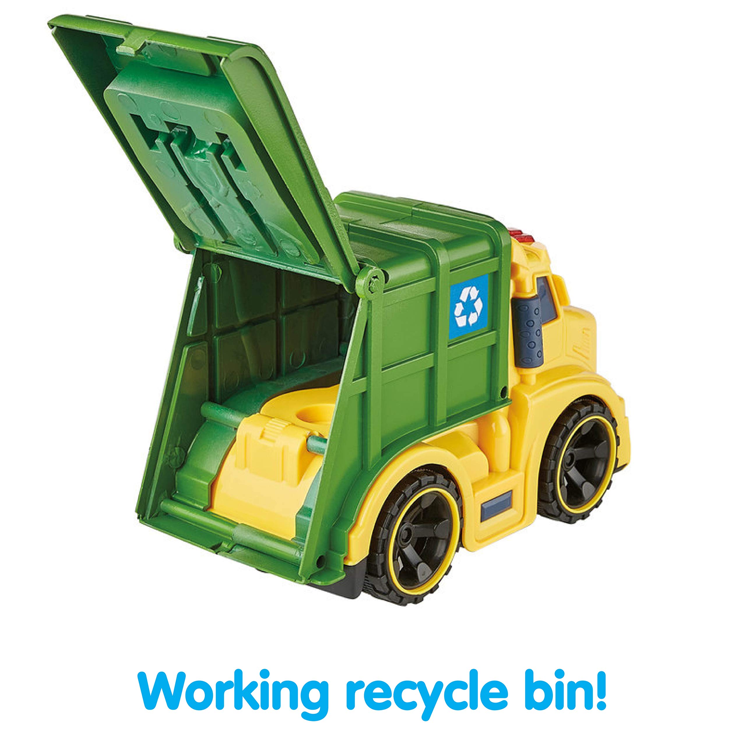 Kidoozie Lights N' Sounds Recycle Truck, Friction Powered, Opening Recycle Bin, for Ages 3+