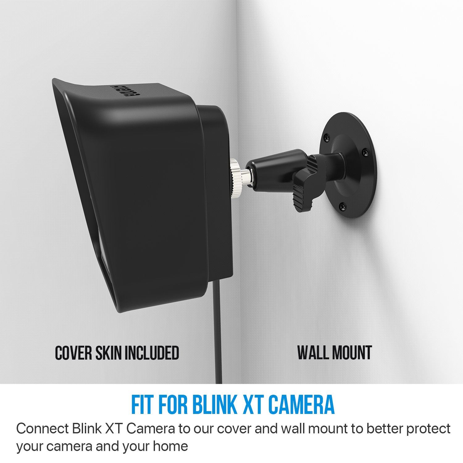Frienda 360 Degree Adjustable Wall Mount Bracket and Silicone Protective Skin for Blink XT Indoor/Outdoor Security Camera (2, Black)