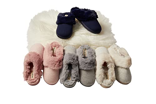 Dearfoams Women's Dahlia Rib Knit Scuff Slipper, Pale Mauve, Large