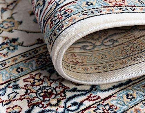 Unique Loom Narenj Collection Area Rug - Leeds (3' x 13' 1" Runner, Ivory/ Blue)