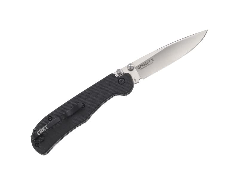 CRKT Offbeat II EDC Folding Pocket Knife: Everyday Carry, Satin Blade, Crawford Lockback Safety, Nylon Handle, Reversible Pocket Clip 7760