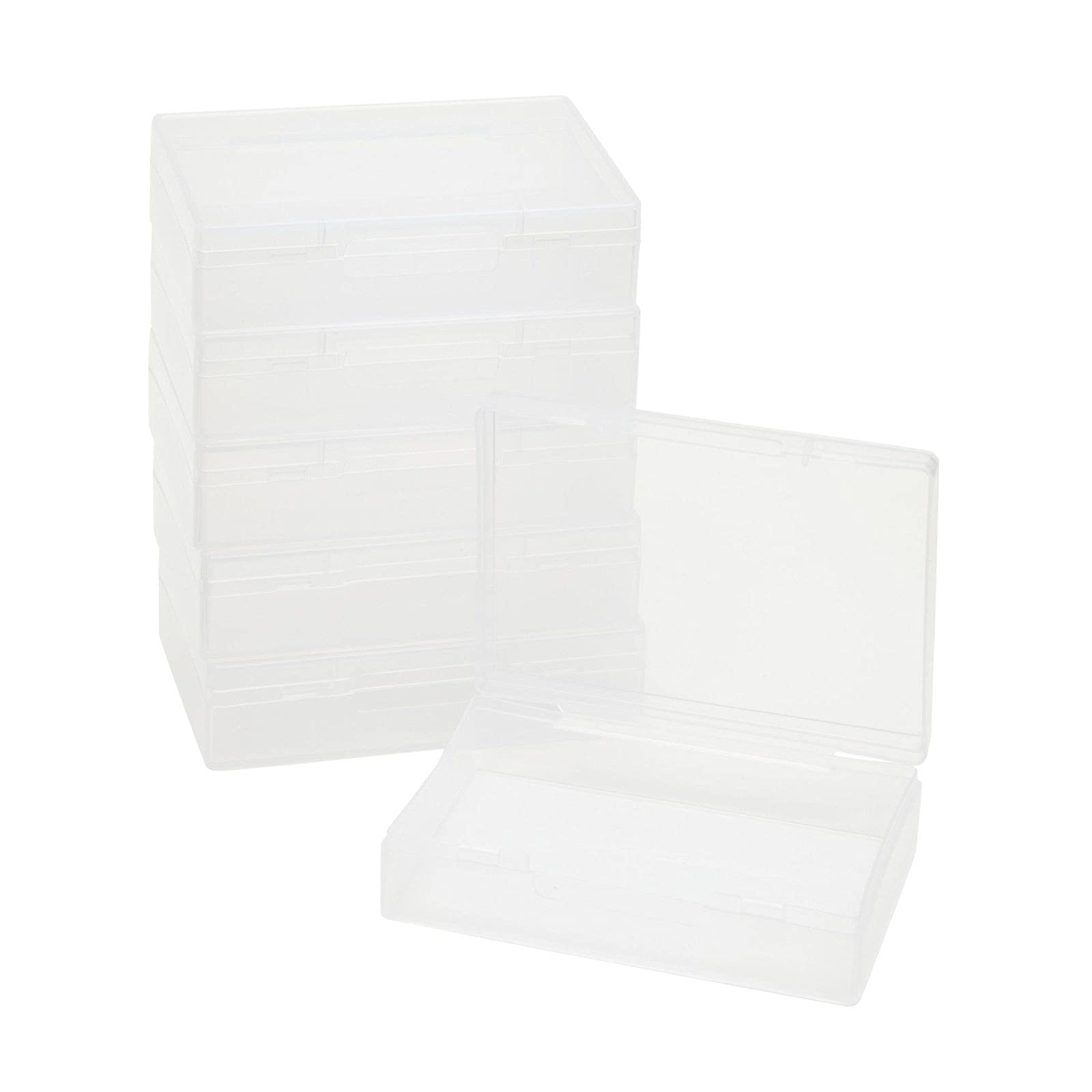 Okuna Outpost 6 Pack Small Clear Plastic Storage Boxes with Lids for School Crafts, TGC Trading Cards Game Travel Cases, 3.7 x 2.5 in