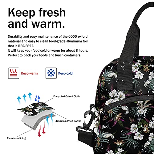 CFPolar Flower Insulated Lunch Box for Kids, Unisex, Polyester, Flower, Durable, Reusable, Leakproof, 11.8 x 7 x 10.2 in