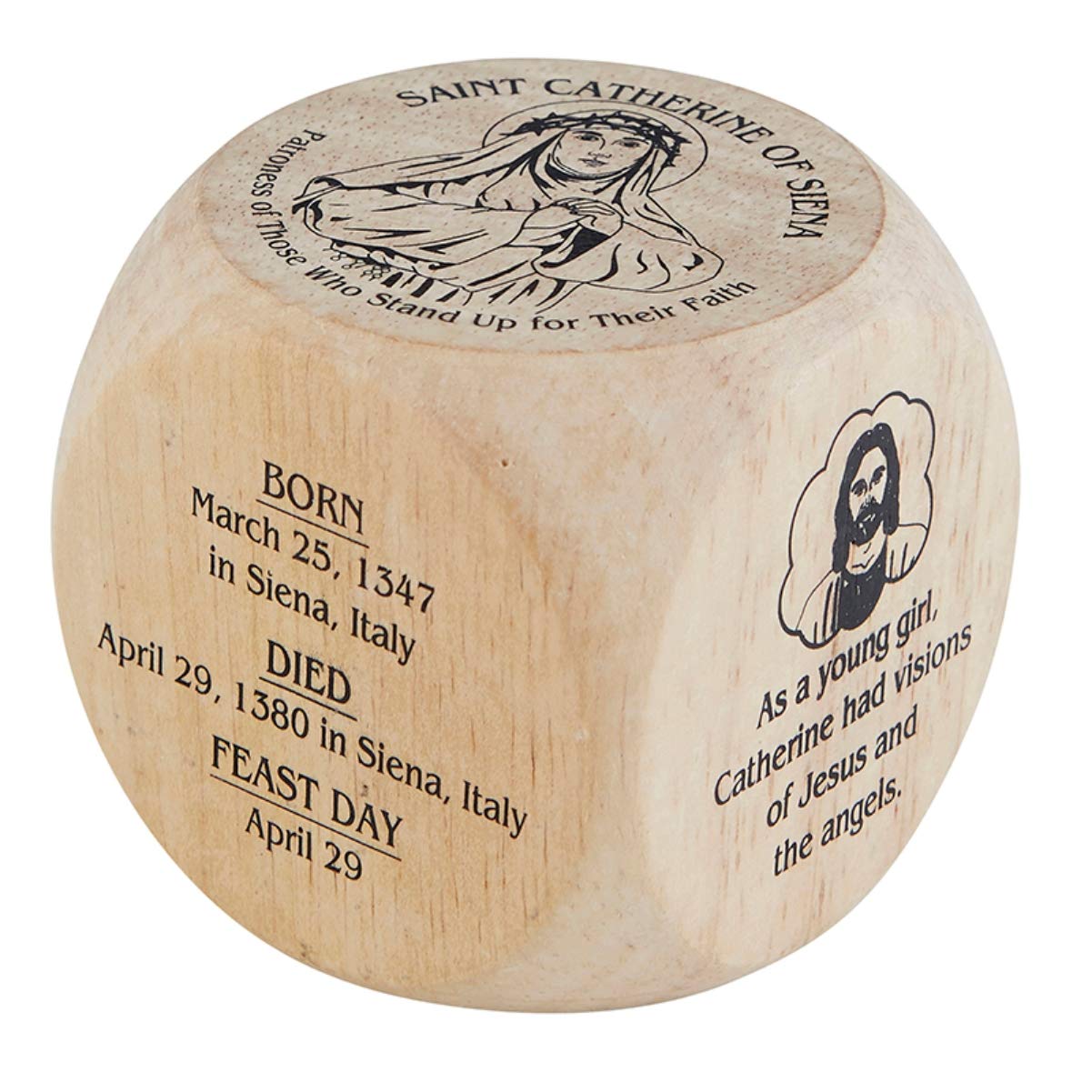 Saint Catherine of Siena Fun Facts Dice Prayer Cube for Kids, 2 1/4 Inch