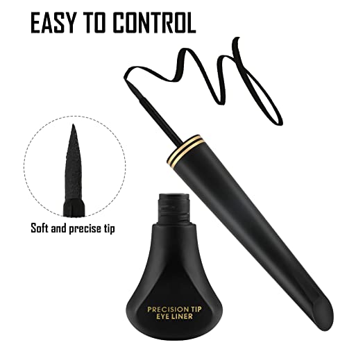 Boobeen Black Eyeliner Liquid, Waterproof Eyeliner Pen With Precision Brush Tip, Create Long Lasting eyeliner Makeup, Goes on Smoothly