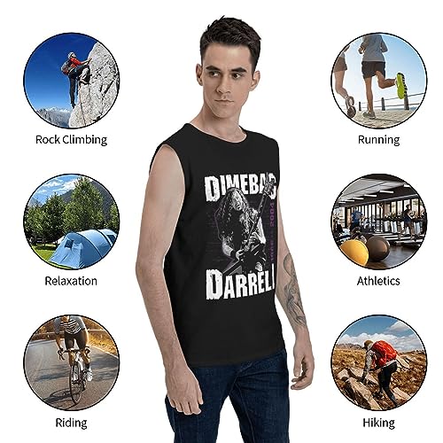 Dimebag Style Singer Darrell Tank Top Men T-Shirts Sleeveless Short Sleeve Basic Tee Teenager Summer Cotton Shirt for Sports Top3X-Large Black