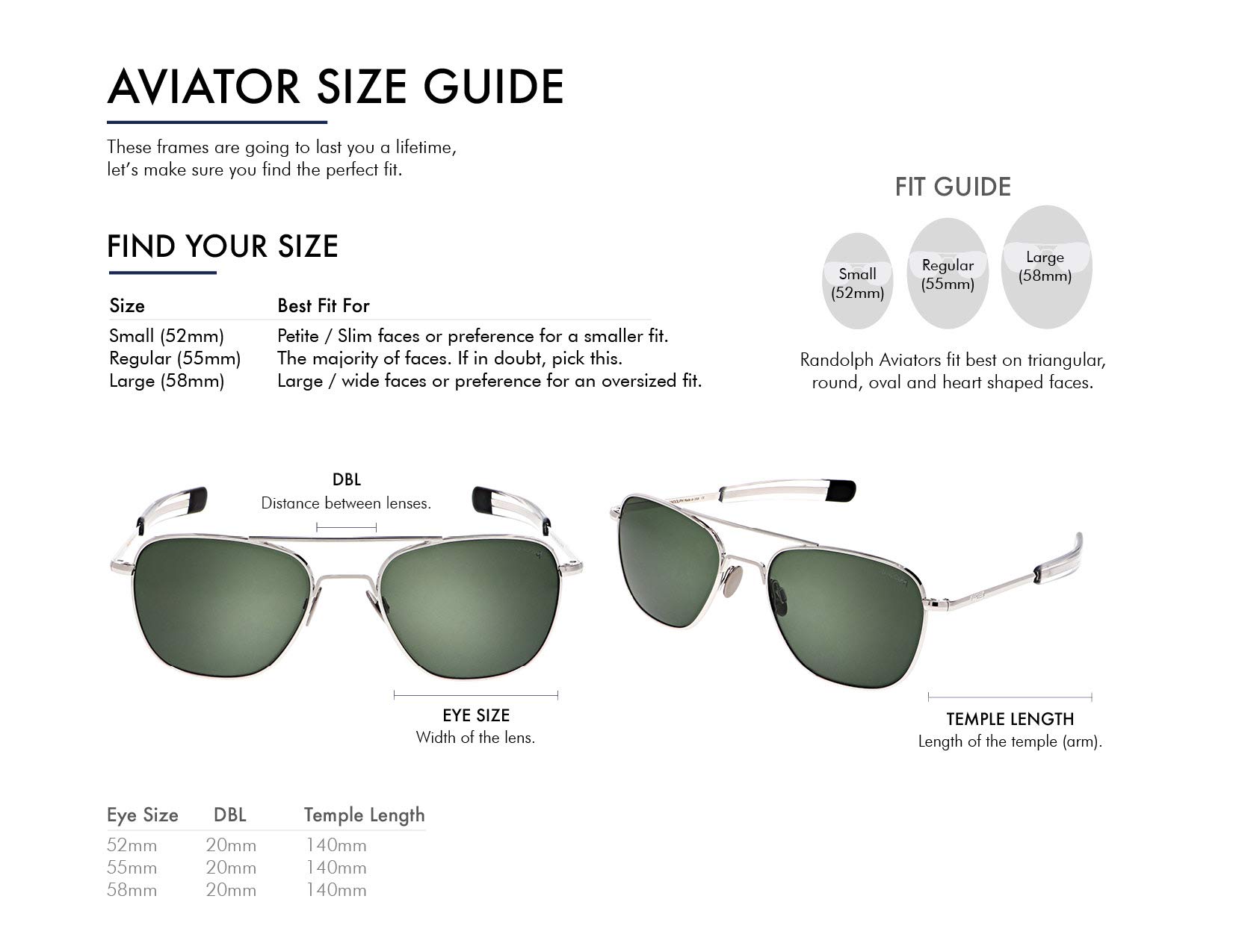 Randolph USA | 23k White Gold Classic Aviator Sunglasses for Men or Women Polarized 100% UV