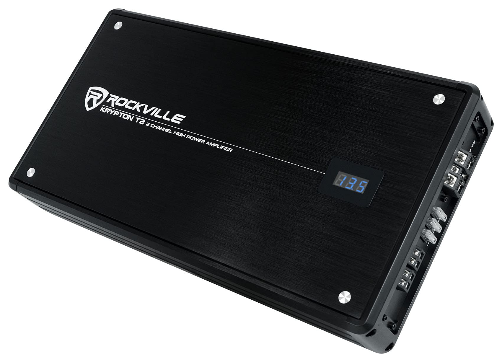 Rockville KRYPTON T2 2800W 2-Channel 2-Ohm Car Amplifier, Dyno-Certified, MOSFET, Adjustable Crossover, Remote Control, Perfect for Car Audio and Subs
