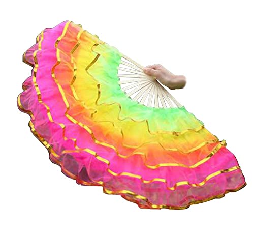 Black Temptation Chinese Folk Dance Fan Short Silk Flutter Fan Folding Silk Fan Veil #01
