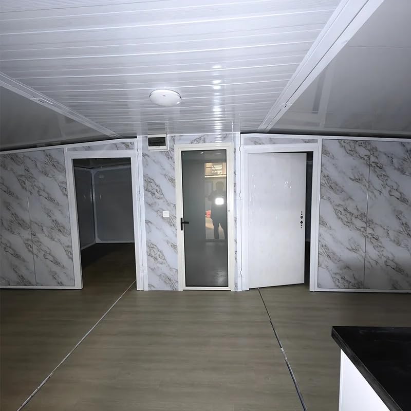 CPD35 Prefabricated 13x20ft Expandable Tiny House, 2 Bedrooms, 1 Bathroom, Kitchen, Waterproof, White/gray