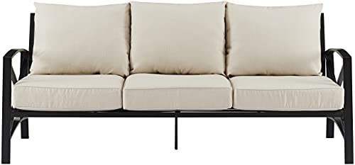 Crosley Furniture KO60027BZ-OL Kaplan Outdoor Metal Sofa, Oiled Bronze with Oatmeal Cushions