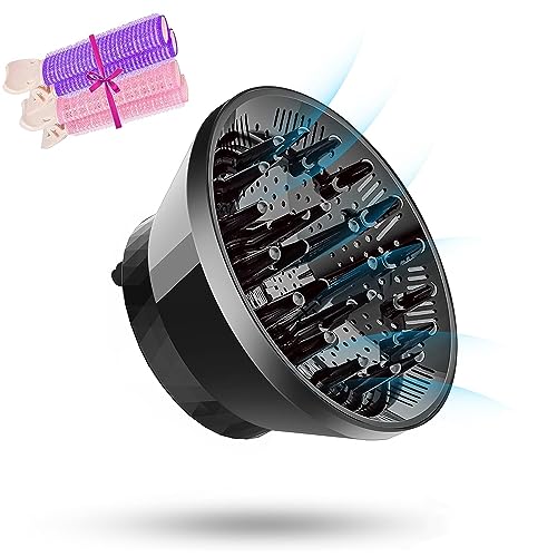 Diffuser Attachment for Hair Dryer, Hair Diffuser, Hair Diffuser for Curly Hair, 2023 Upgrade Universal Collapsible Diffuser for Hair Blow Dryer Travel Gifits Defuzzer Hairdryer for Wavy Women, Black
