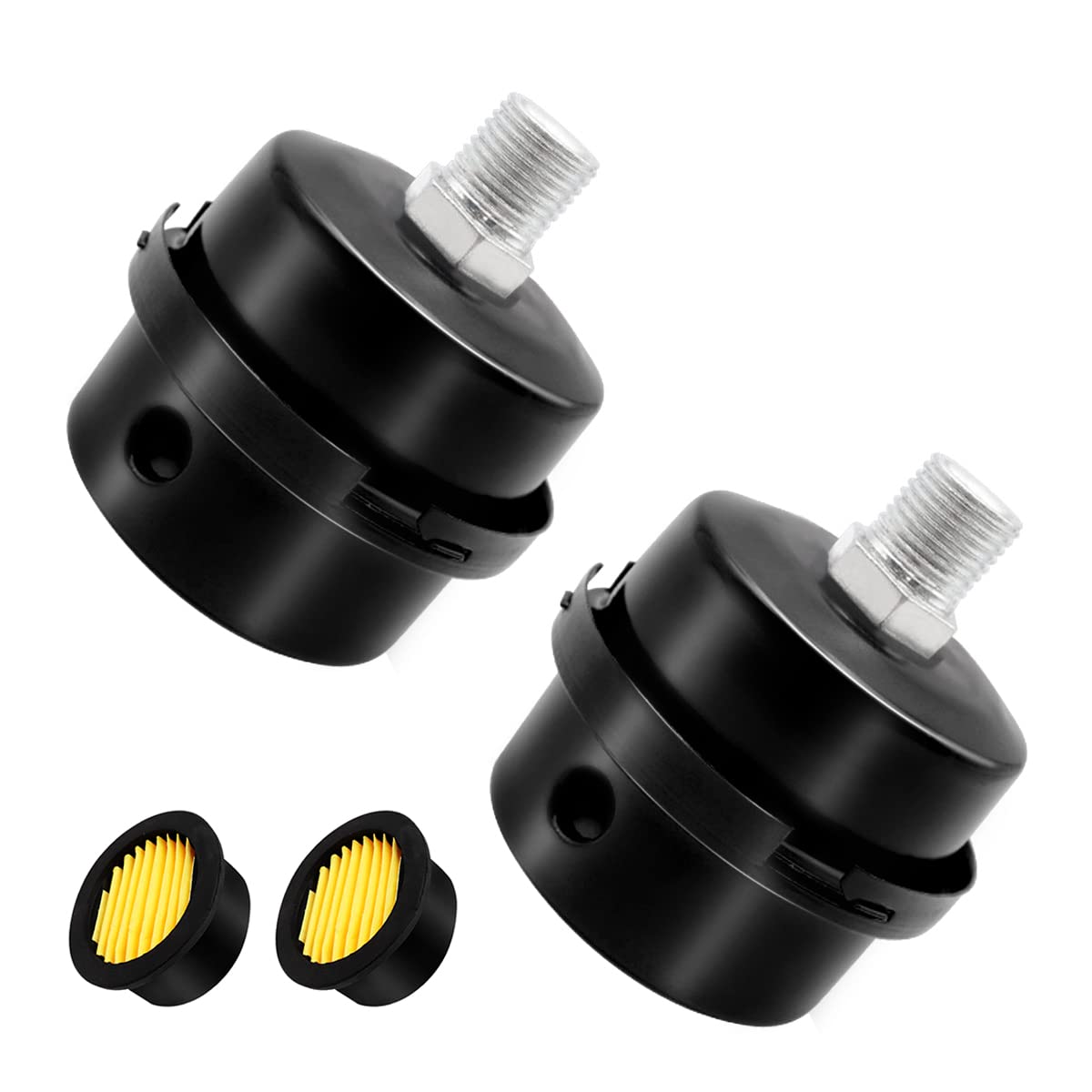 Tnuocke 2pcs 1/4" Thread Air Compressor Silencer,Air Compressor Intake Filter Sound Muffler Accessories 13mm for generators,blowers, exhaust ports H-067-1/4