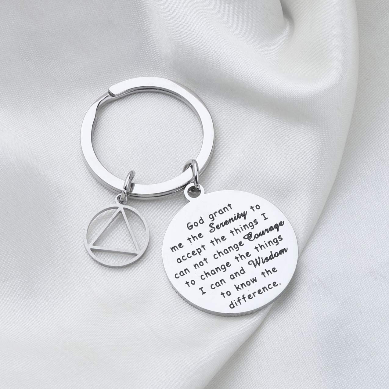 BNQL AA Anniversary Medallion Keychain Sober Recovery Gifts 1 Year 2 Year 3 Year Serenity Prayer AA Sobriety Gifts (keychain 2)