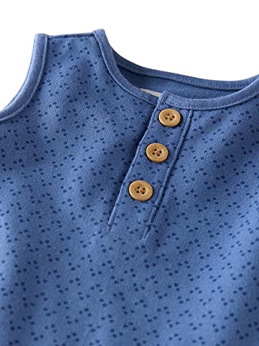 little planet by carter's unisex-baby Terry Jumpsuit made with Organic Cotton, Blue Geo, 9 Months