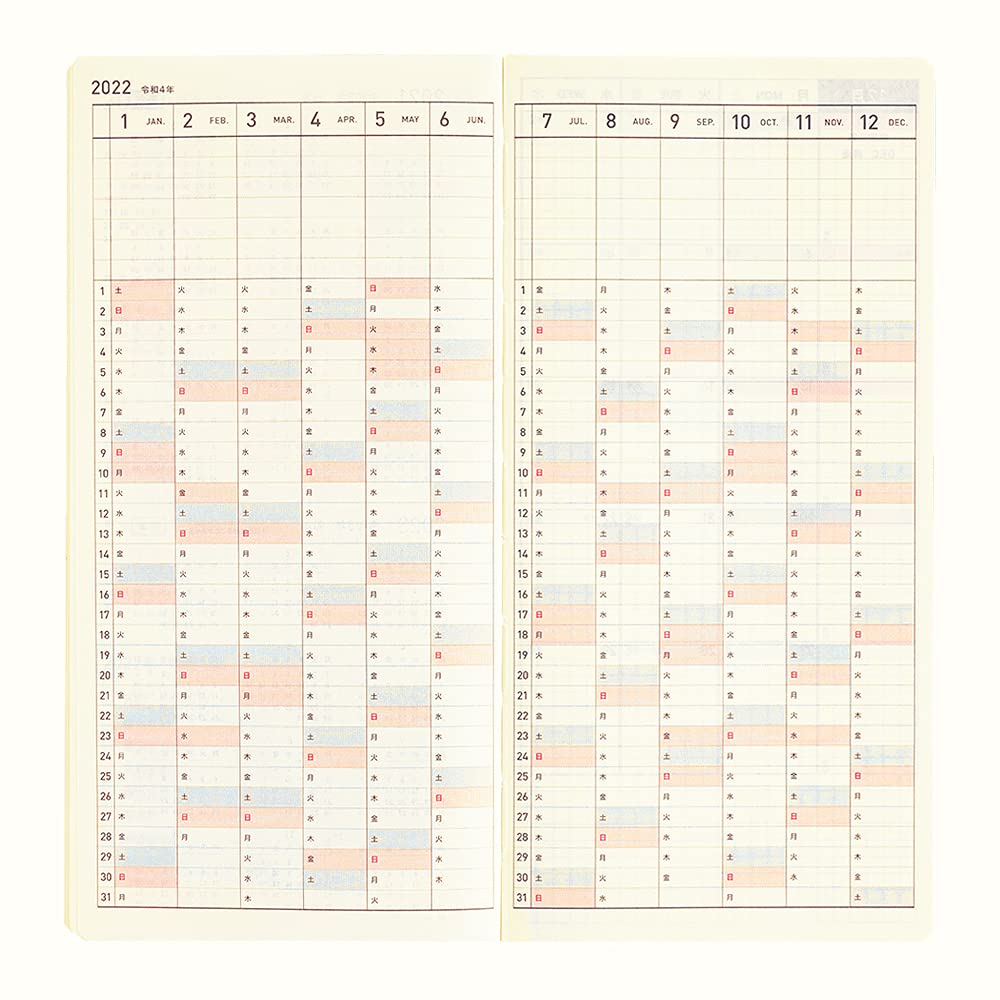 Hobonichi Techo Weeks [Japanese/Wallet-Size/April 2022 Start] Colors: Peach