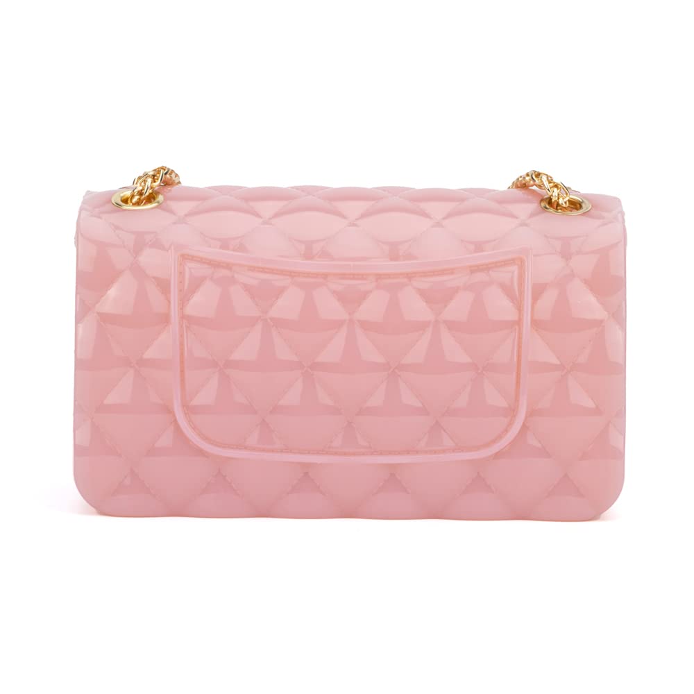 Olivia Miller Women's Fashion Finn PVC Jelly Pink Gradient Pattern Small Crossbody Bag w Convertible Strap, Evening Everyday Casual Work Purse Handbag