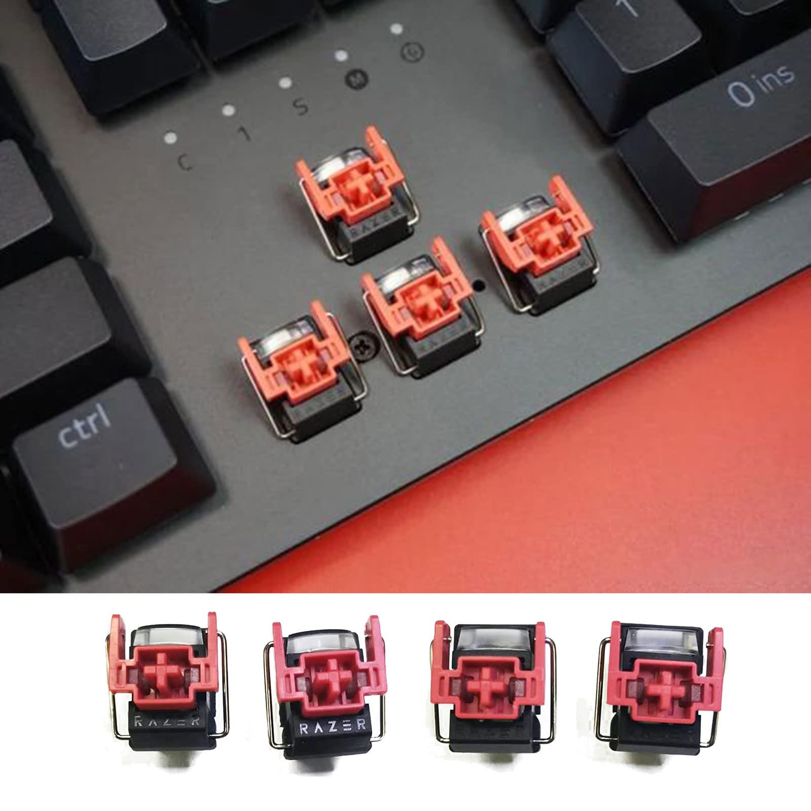 BYNNIX 4Pcs Red Optical Switches V2 Hot Swap Slient Liner Switch for Huntsman Elite Gaming Mechanical Keyboard Huntsman Elite Gaming Keyboard v2 Linear clicky
