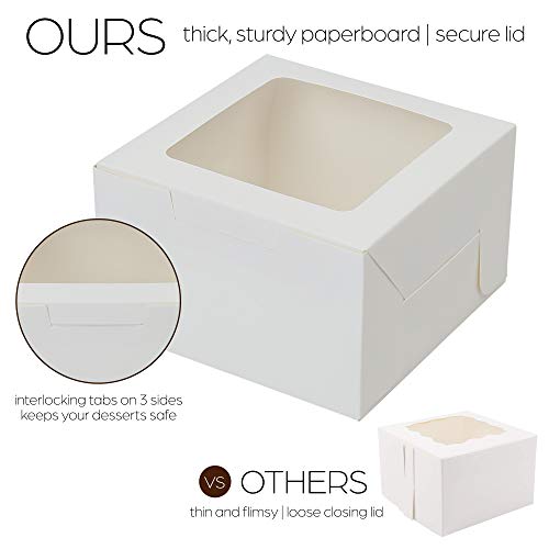 LotFancy White Bakery Boxes with Window, 4x4x2.5 Inches, 60 Pc Pastry Boxes for Cookies, Macarons, Chocolates and Baked Goods, Small Treat Boxes for Holidays, Parties, Birthday, White Paper Cardboard