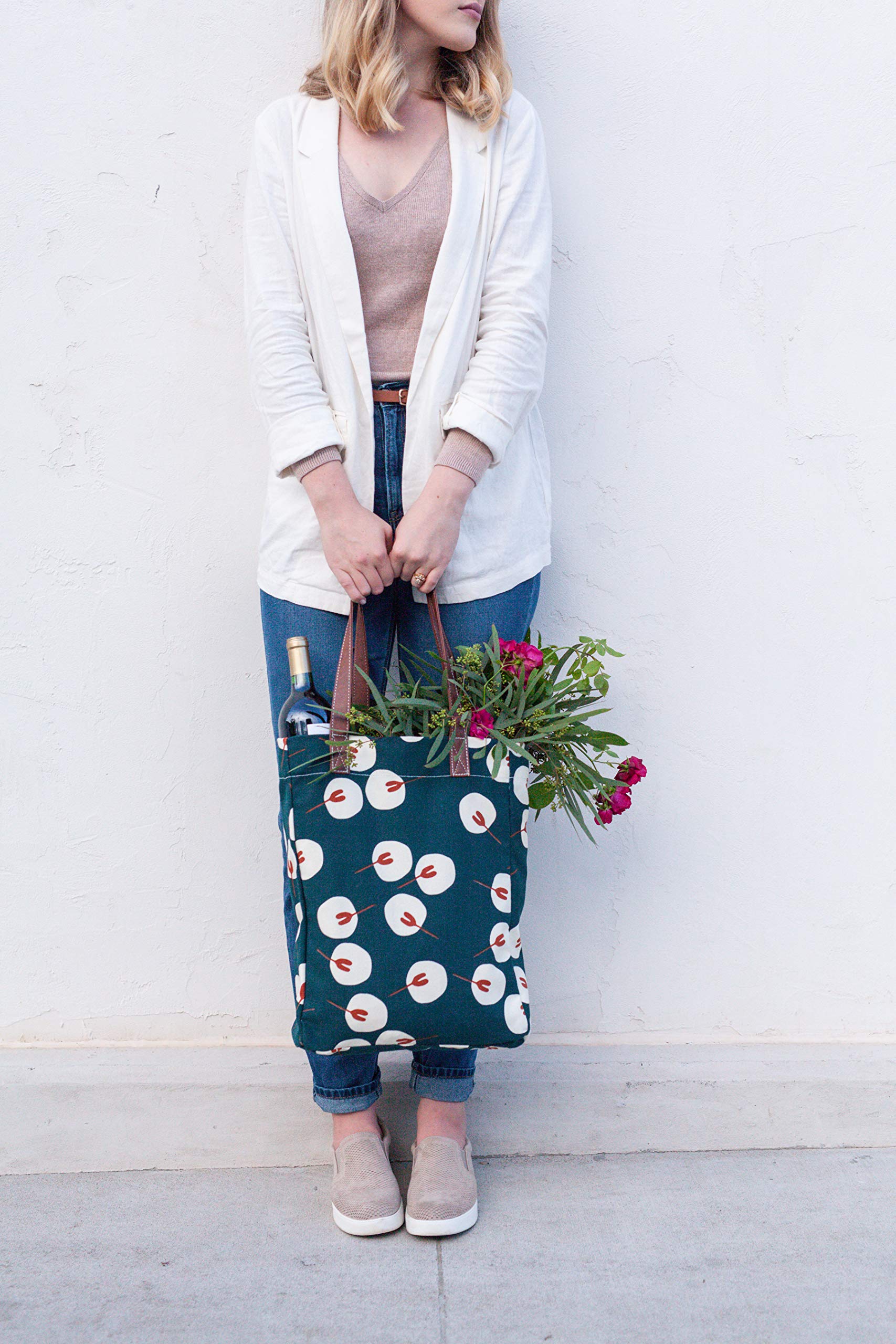 maika Recycled Canvas Market Tote Bag, Tansy, Green