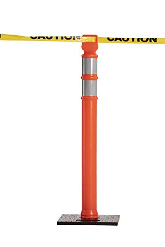 Crowd Control Warehouse Orange 45" Delineator Post, 3" Reflective Collars, 10lb Rubber Base