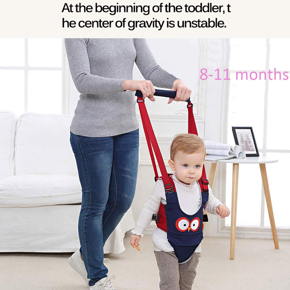 Baby Walker Toddler Walking Harness Safety Assistant Learning Walk Helper Protective Belt Breathable Handheld Adjustable Wings for 6-24 Months (Yellow, A)