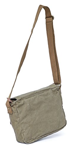Gootium Canvas Messenger Bag - Vintage Crossbody Shoulder Bag Military Satchel, Olive Brown