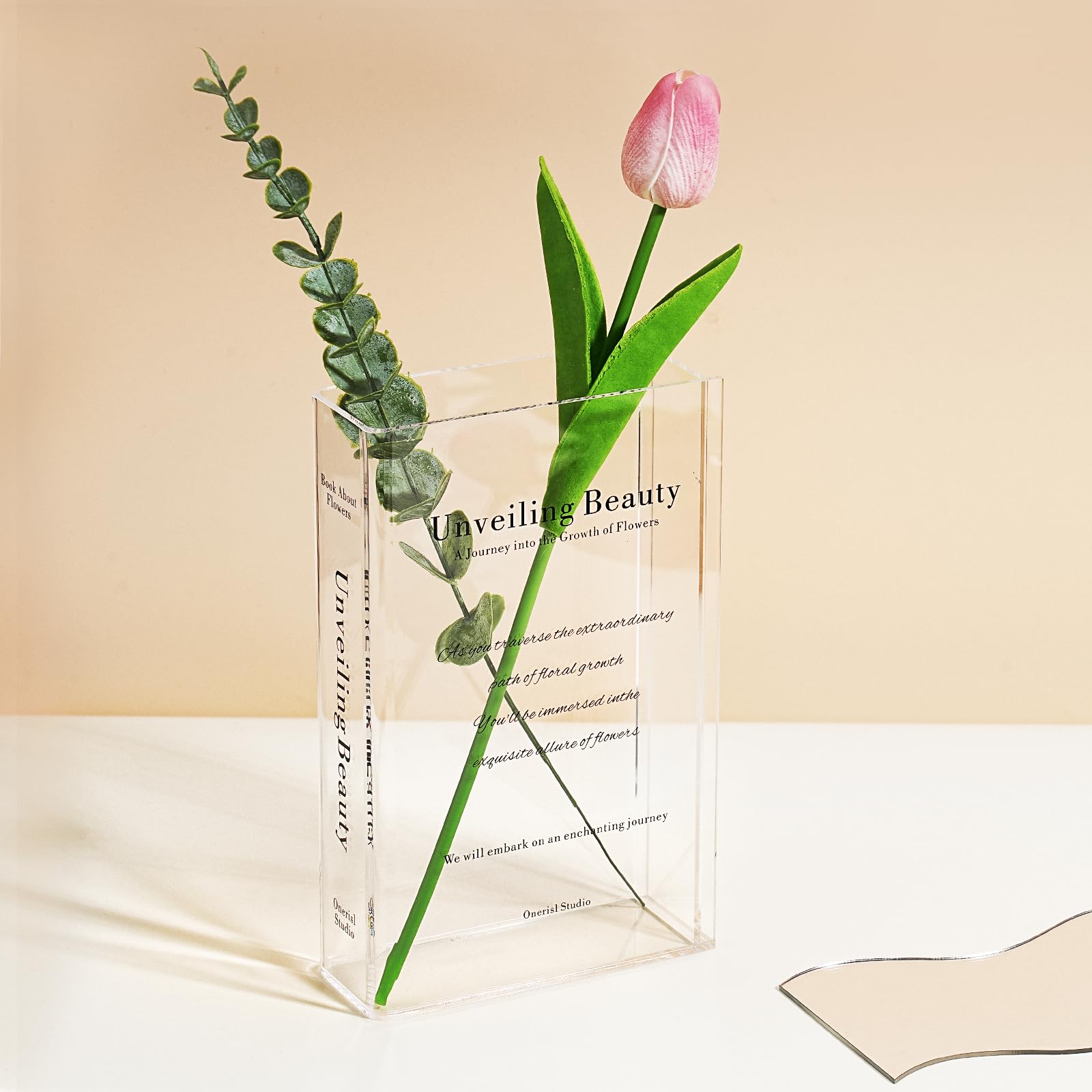 Book Vase for Flowers: Mystery of Growth Clear Flower Vase. Unique Book-Shaped Decor Vase for Floral Arrangements.