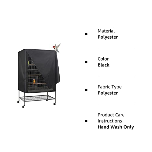 Explore Land Bird Cage Cover - Universal Pet Cage Cover for Night Cage Cover for Cats, Mink, Totoro, Parakeet, Parrot and Small Animals 01(Black, X-Large)
