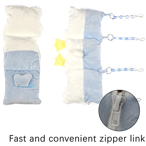 Cute Polar Fleece Hamster Winter Warm Bed, Soft Calming Zipper Hamster Hammock, Multifunctional Small Animals Cage Bed Hanging Hammock for Hamster Sugar Glider Ferrets Warm Bed Nest Accessories