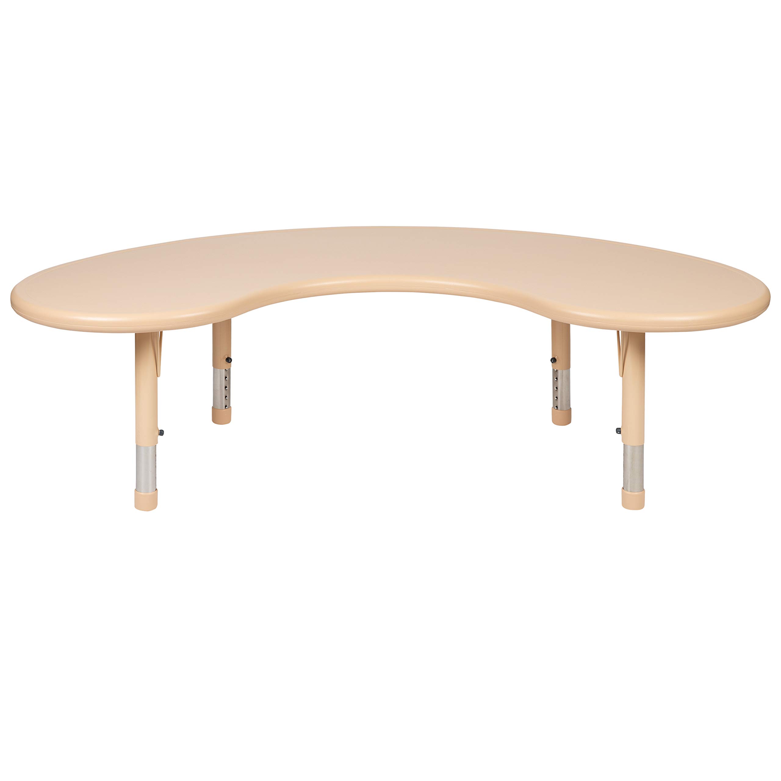 EMMA + OLIVER 35" Wx65 L Half-Moon Natural Plastic Adjustable Activity Table-School Table for 8