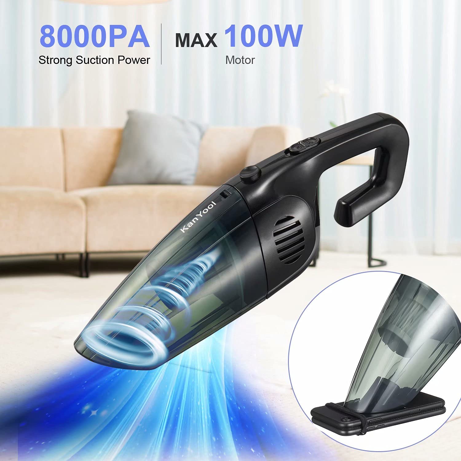 Car Vacuum Cleaner, Cordless Handheld Vacuum Cleaner, Small Portable Cordless Rechargeable Handheld Vacuum Cleaner for Home and Car Cleaning