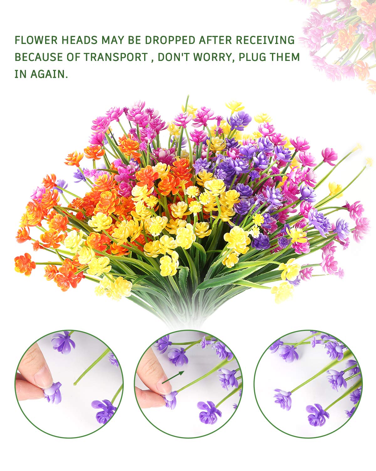 Omldggr 5 Bundles Artificial Flowers Outdoor, Plastic Flowers Faux Greenery Shrubs Plants for Hanging Planter Home Wedding Garden Decor(Purple RED)