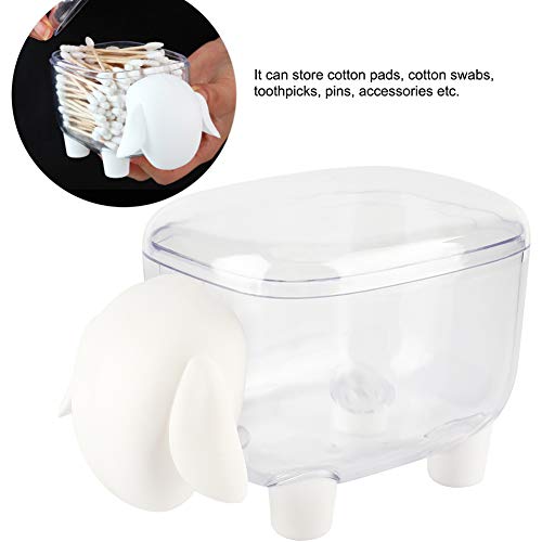 Cute Qtip Holder Dispenser, 2Pcs Cartoon Sheep Shape Cotton Swab Storage Box Cotton Balls Holder Bathroom Vanity Storage Canister(White)