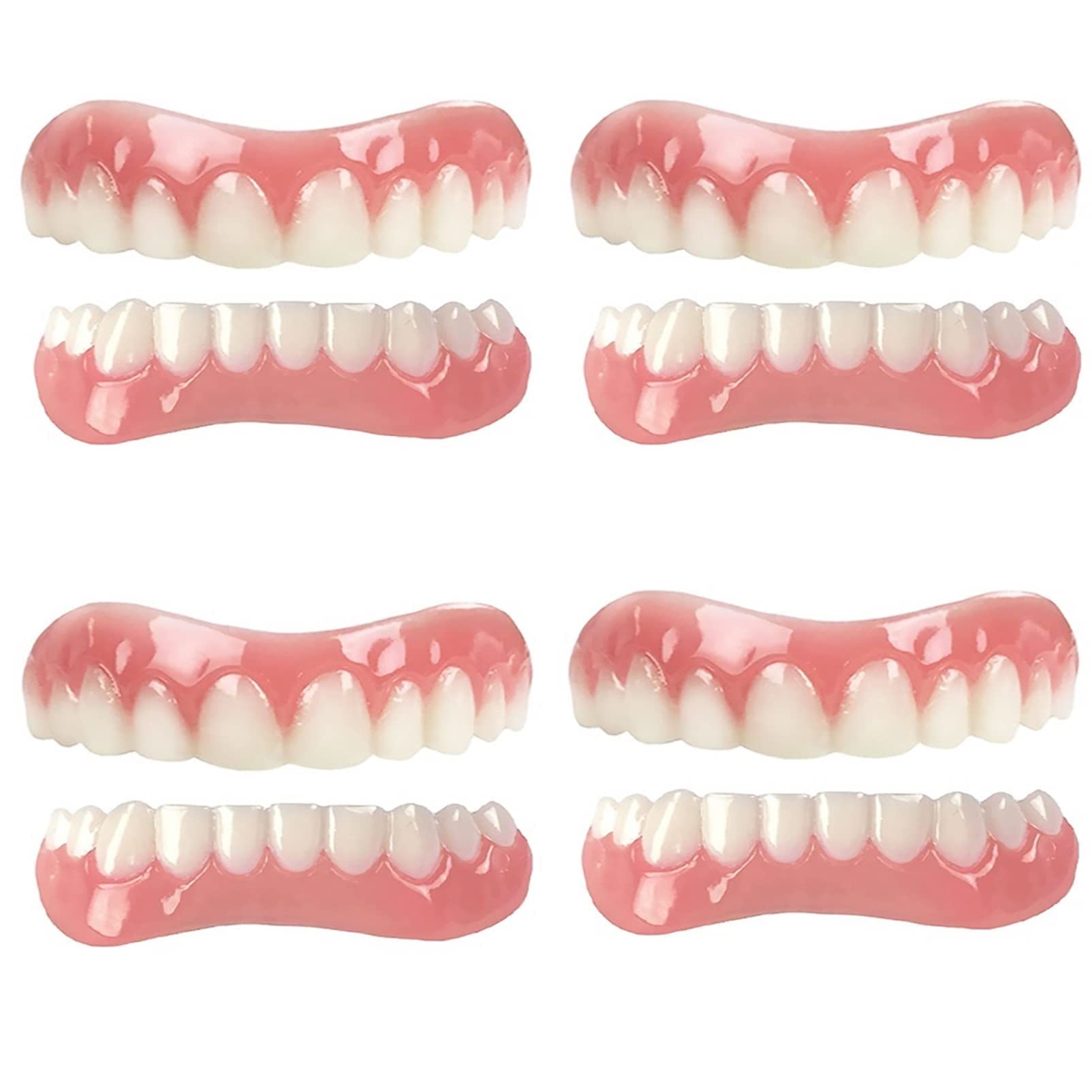 CAILING 4 PCS Professional Temporary Tooth Replacement Kit, Denture Upper & Lower- Instant Veneers for Cosmetic Teeth, Natural Shade Fake Veneer for Temporary Fix Confident Smile 1 1.0 Count