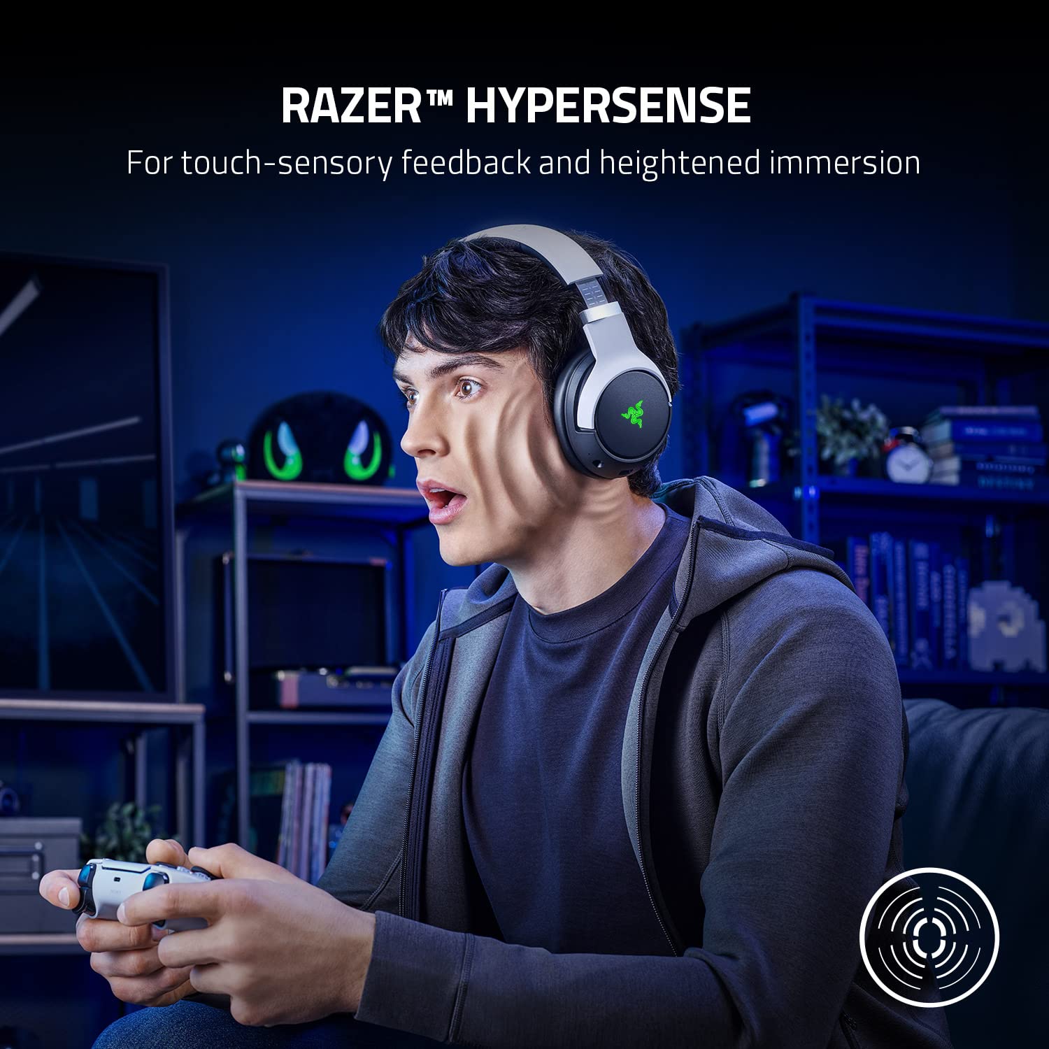 Razer Kaira Pro Dual Wireless PS5 Headset w/Haptics for Ultimate Gaming Immersion: HyperSense - Triforce 50mm Drivers - Detachable Mic - 2.4GHz and Bluetooth w/SmartSwitch - RGB Chroma (Renewed)