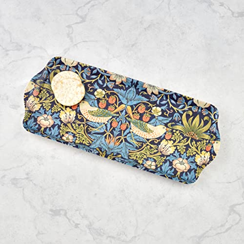 Pimpernel Morris & Co Strawberry Thief Blue Collection Sandwich Tray | Serving Platter | Crudité and Appetizer Tray for Indoor and Outdoor use, Made of Melamine, Measures 15.1" x 6.5", Dishwasher Safe