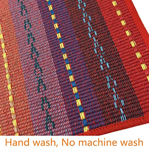 Red-A Hand Woven with 100% Cotton Placemats Colorful Placemats Braided Ribbed Durable Heat-Insulation Table Mats Set of 6,Rainbow