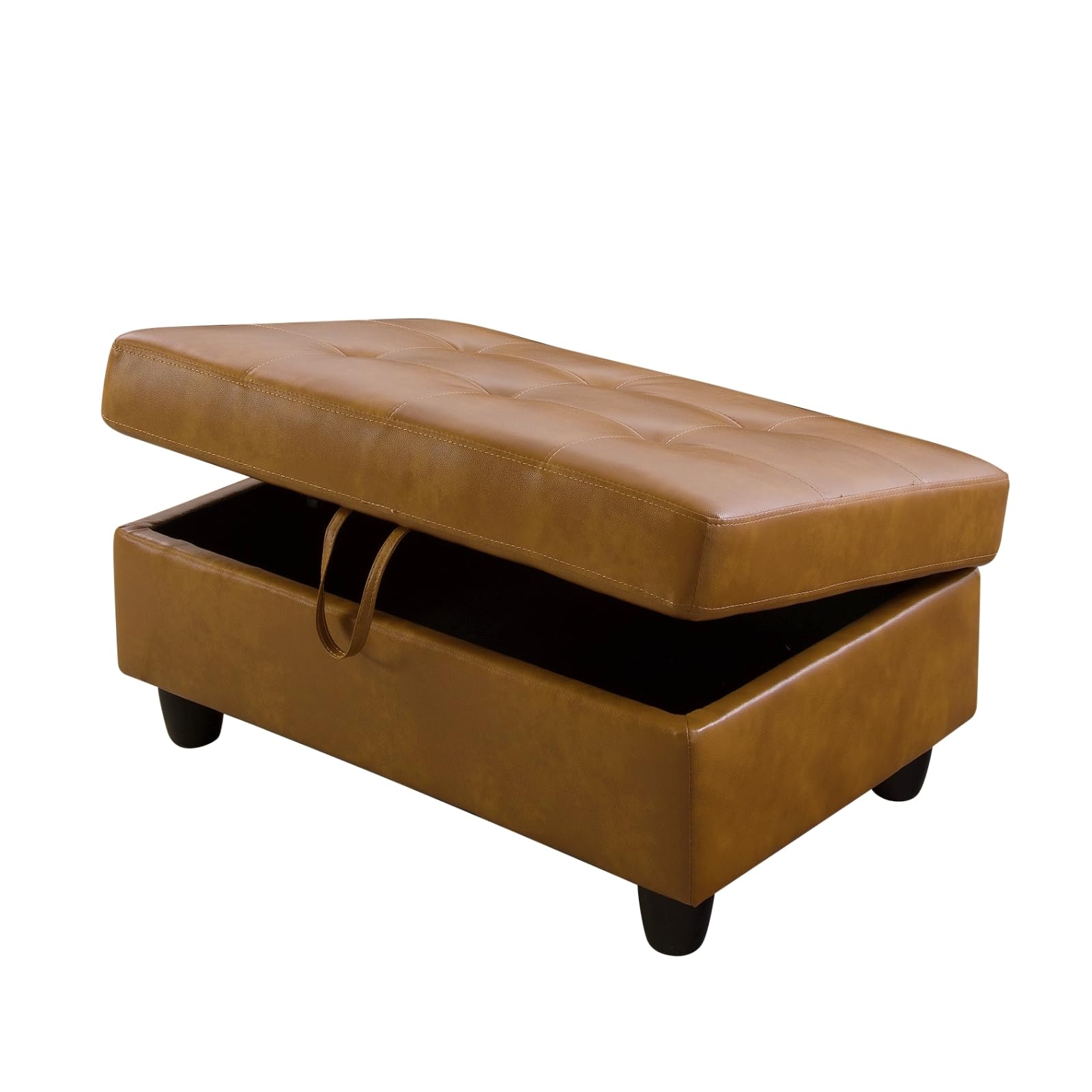 Caberryne Square Storage Ottoman,Storage Ottoman with Lid Lifting Function for Living Room Furniture Ginger,Oversized Tufted Storage Coffee Table,Blanket Storage for Living Room/Bedroom/Office