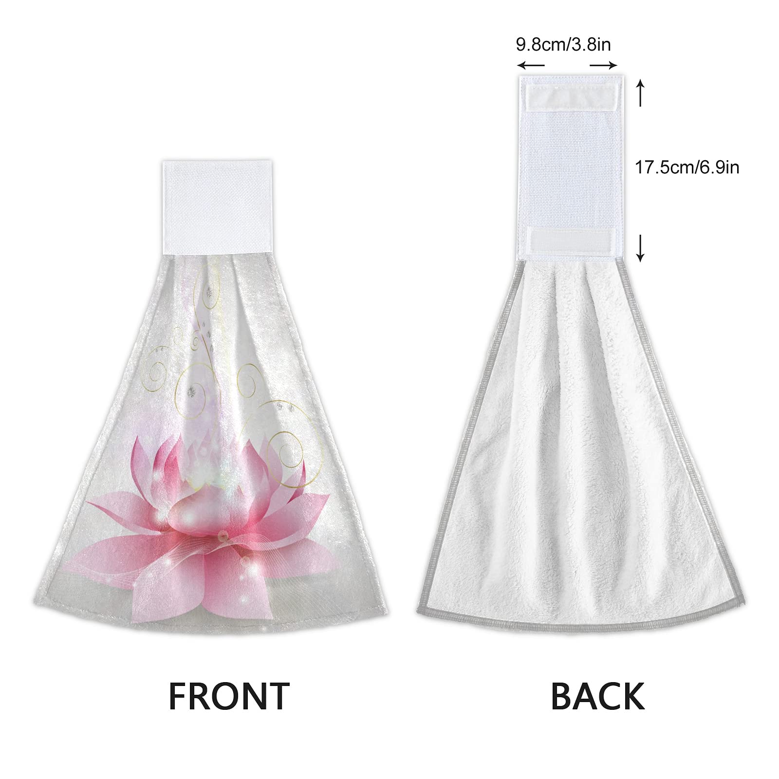 Boccsty Lotus Flower Hanging Kitchen Towels 2 Pieces Glitter Floral Dish Cloth Tie Towels Hand Towel Tea Bar Towels for Bathroom Farmhous Housewarming Tabletop Home Decor