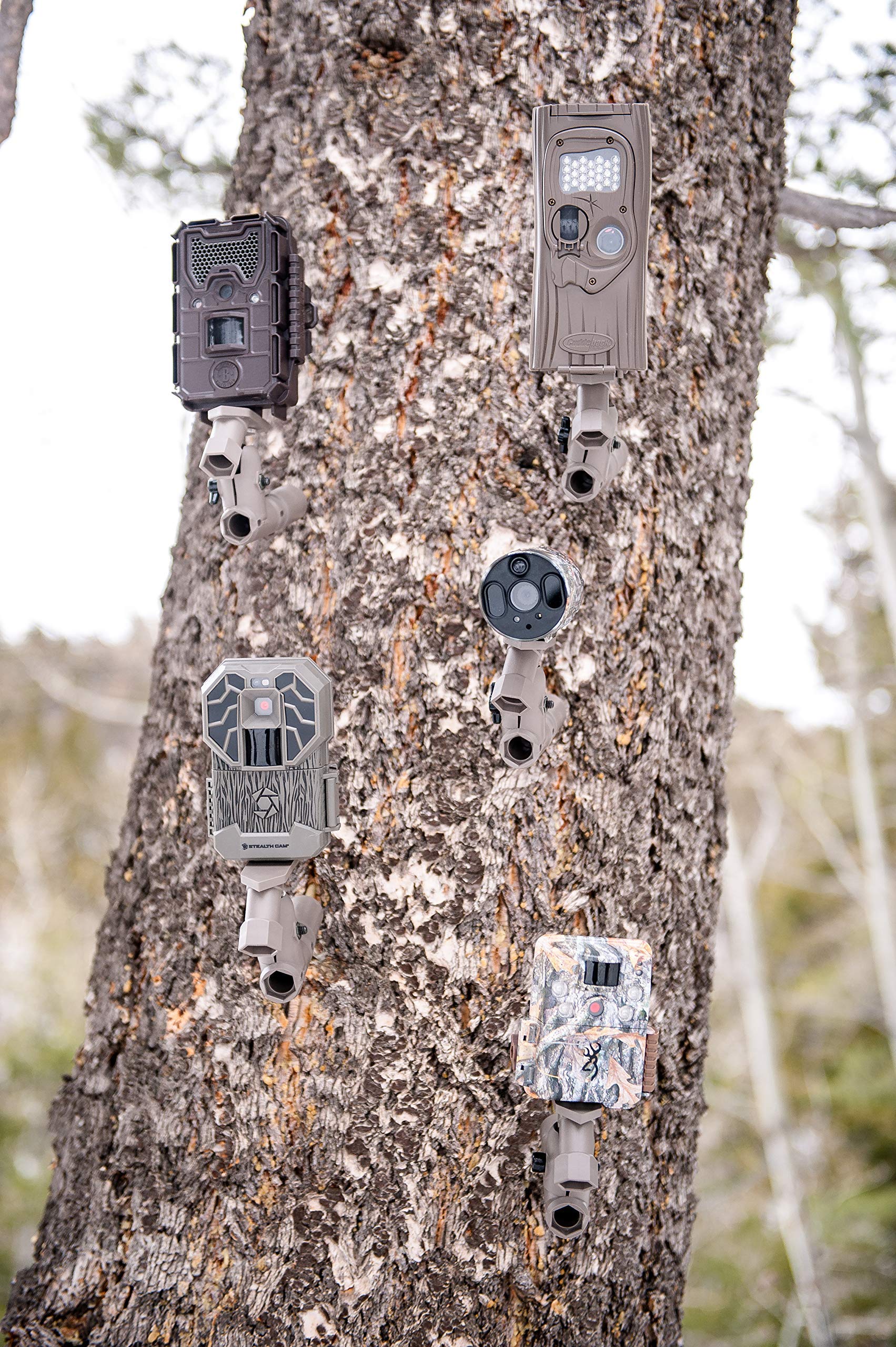 Spy High Complete Mounting System - Professional All Weather 16 Foot Trail Camera Mount with Setup Kit - Optimum Security & Surveillance for Indoor/Outdoor Uses 1/4 X 20 Threads (16 Foot Kit, Brown)