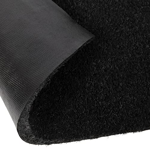 Flash Furniture Harbold Indoor/Outdoor Coir Doormat - Solid Black Fibers - 18" x 30" - Non-Slip Backing