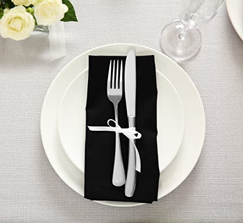 Utopia Kitchen Black Cloth Napkins [12 Pack, 18x18 Inch] Cotton Blend Washable and Reusable Table Dinner Napkins for Hotel, Lunch, Restaurant, Weddings, Event and Parties