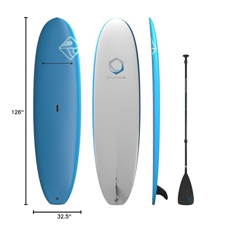 Boardworks Surge | Recreational Stand Up Paddleboard | SDK Softdeck Epoxy Hardboard with Paddle | 10' 6", Blue/White