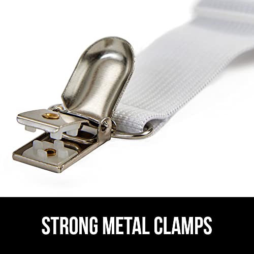 Gorilla Grip Bed Sheet Straps, Adjustable Elastic Fasteners with Metal Clips, Keep in Place Fitted Bedding Holder, Easy Install Suspenders Mattresses, Firm Tight Accessories, 8 Pack White