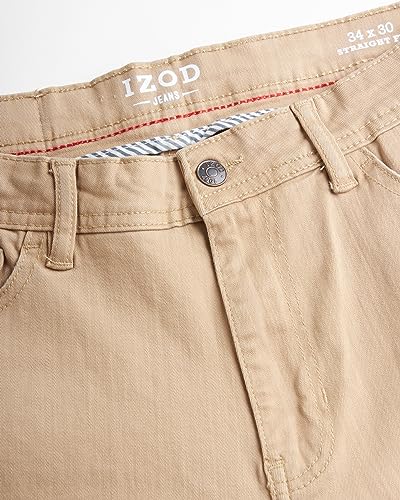 IZOD Men's Jeans - Comfort Stretch Denim Jeans - Casual Straight Leg Jeans for Men, Size 36W x 32L, Khaki