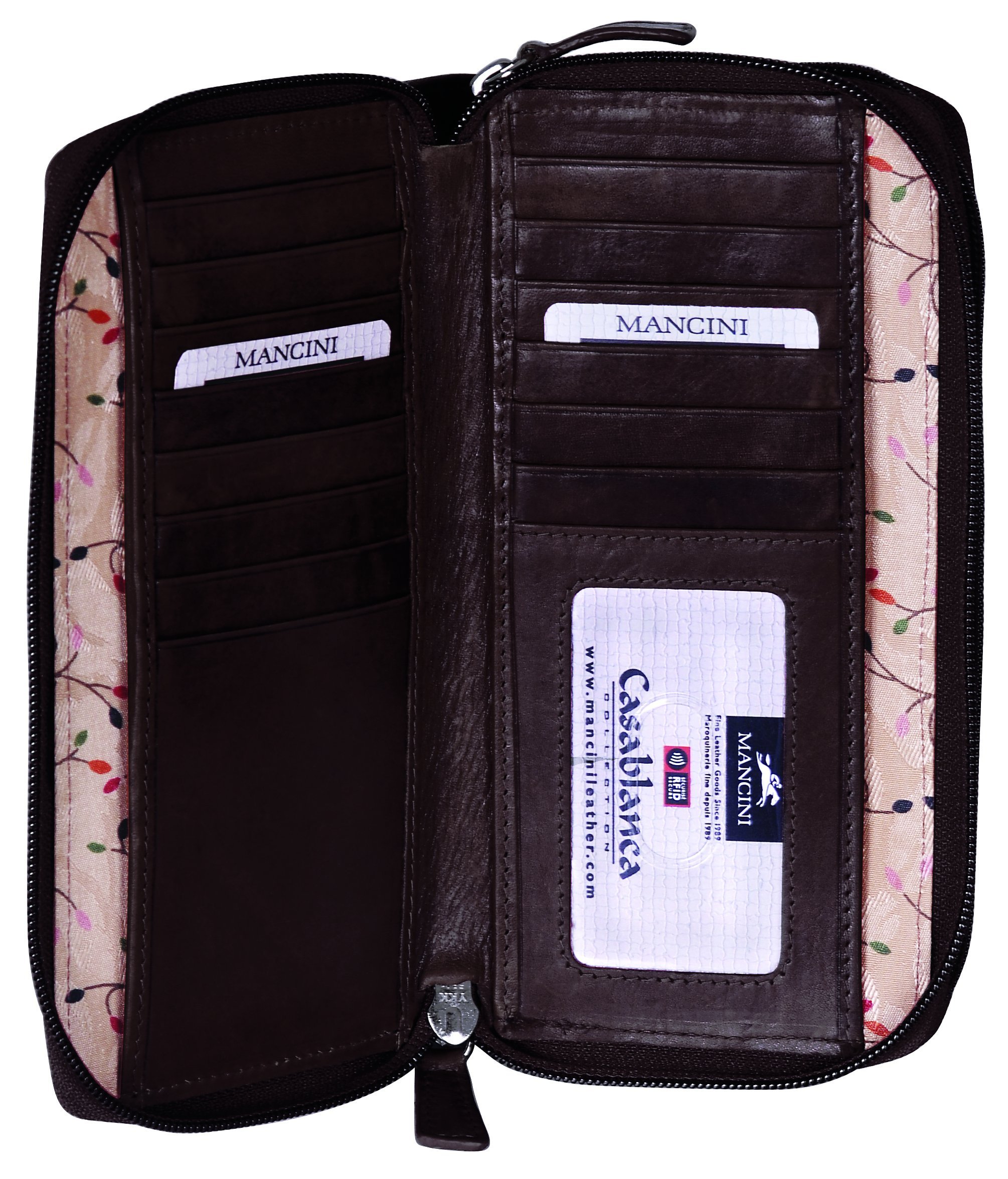 Mancini Leather Goods Casablanca Collection: Ladies’ RFID Double Zipper Clutch