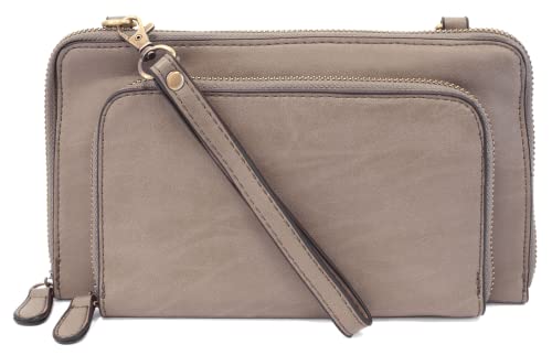 Joy Susan Women’s Brushed Mini Convertible Zip Around Wristlet