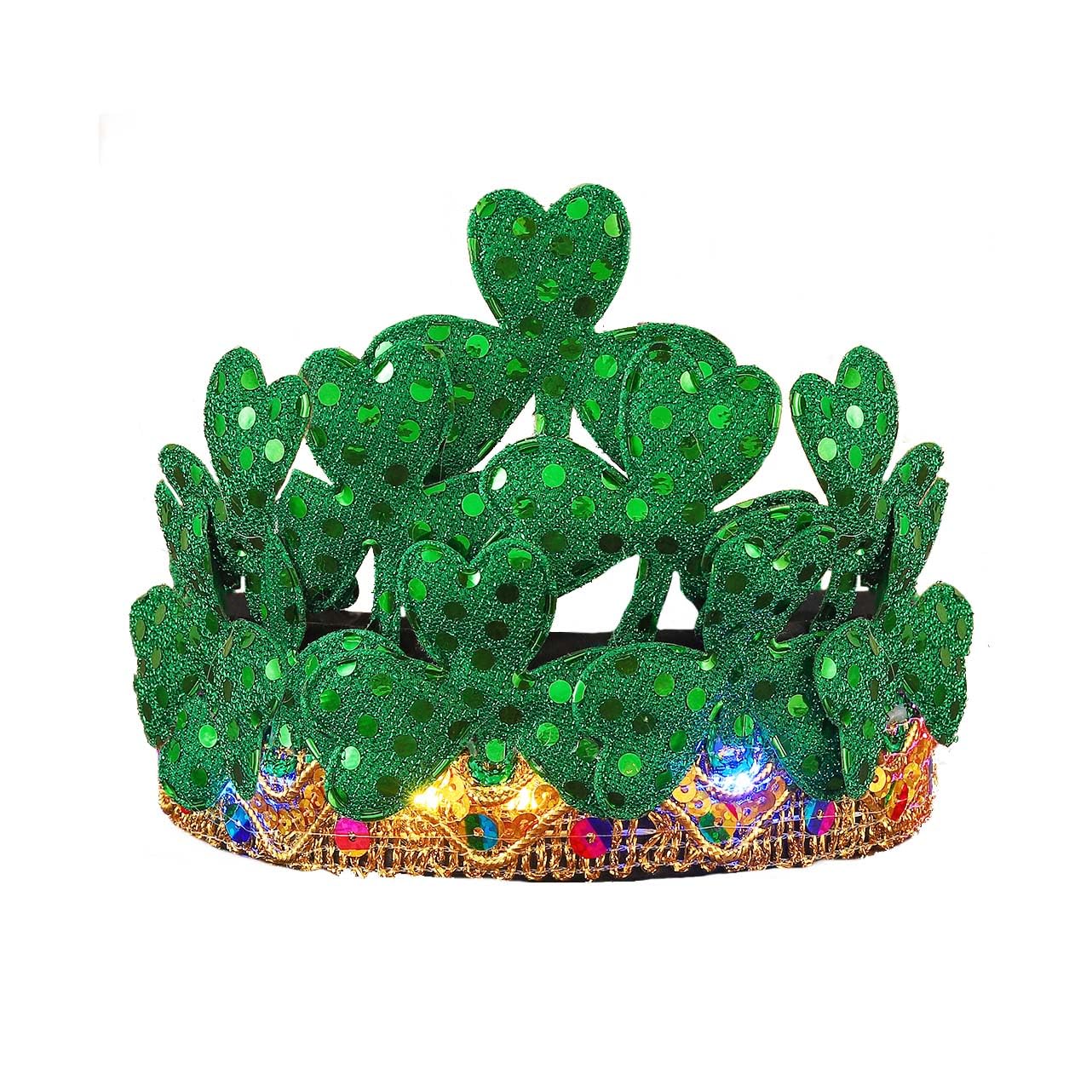 CAKURE Saint Patrick's Day Accessories Light Up Shamrock Headband Queen Hairbands St Patty's Day Hair Hoop Festive Party Hair for Women and Girls